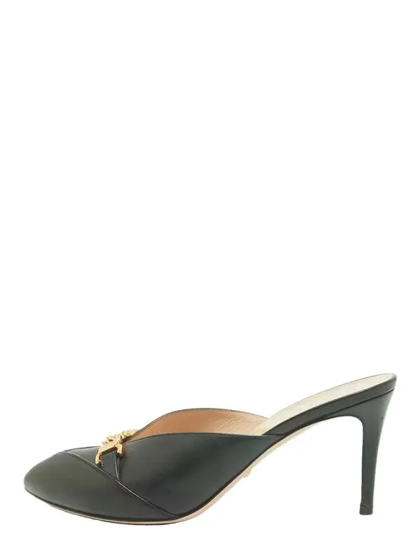 Gucci Sylvie Chain Detail Heeled Mules - Black