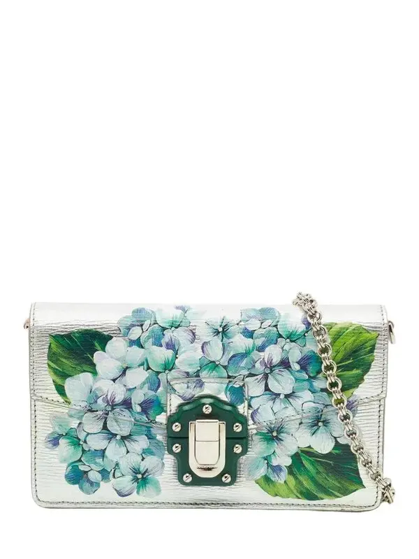 Dolce & Gabbana Lucia Floral Print On-chain Wallet - Silver