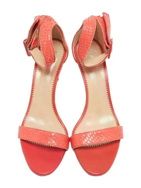 GIUSEPPE ZANOTTI Neyla Snakeskin Effect Ankle Strap Sandals - Orange