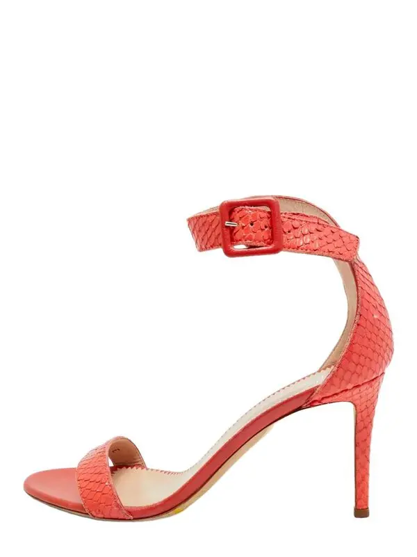 GIUSEPPE ZANOTTI Neyla Snakeskin Effect Ankle Strap Sandals - Orange