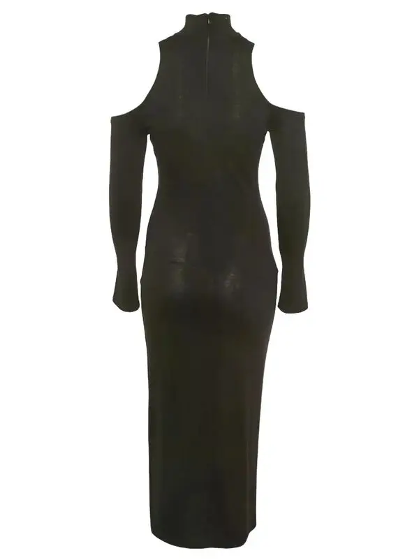 Balmain Cold-shoulder Wool Maxi Dress - Black