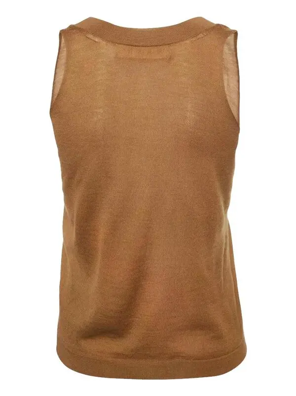Marni Sleeveless V-neck Cashmere T-shirt - Brown