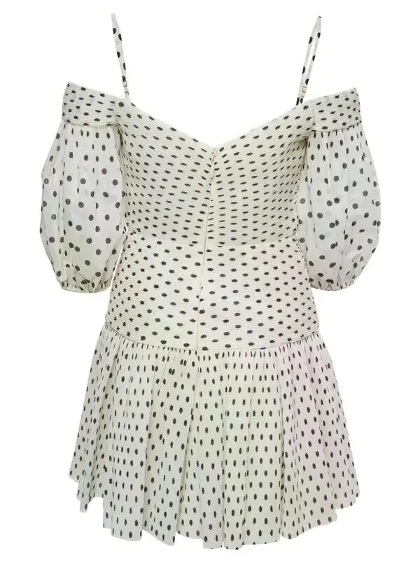 Zimmermann Polka-dot Plissé Mini Dress - Neutrals