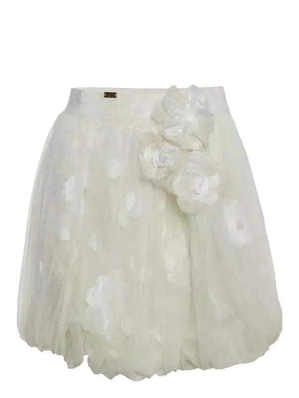 Elisabetta Franchi Floral Appliqué Balloon Skirt - Neutrals