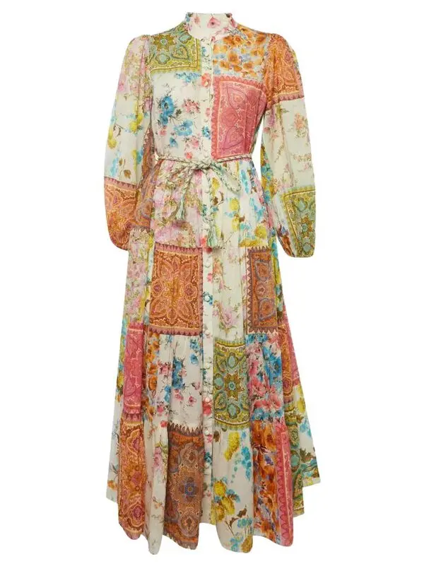 Zimmermann Halcyon Tiered Midi Dress - Neutrals