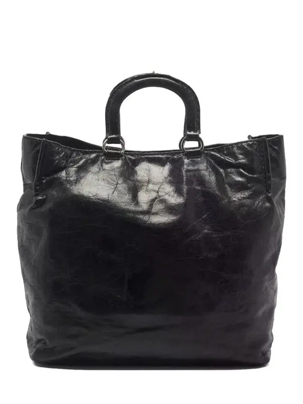 Prada Distressed Leather Tote Bag - Black