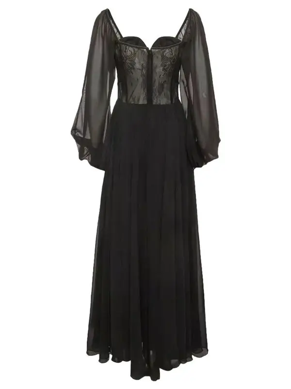 JULEA DOMANI Sweetheart Neck Lace Maxi Dress - Black