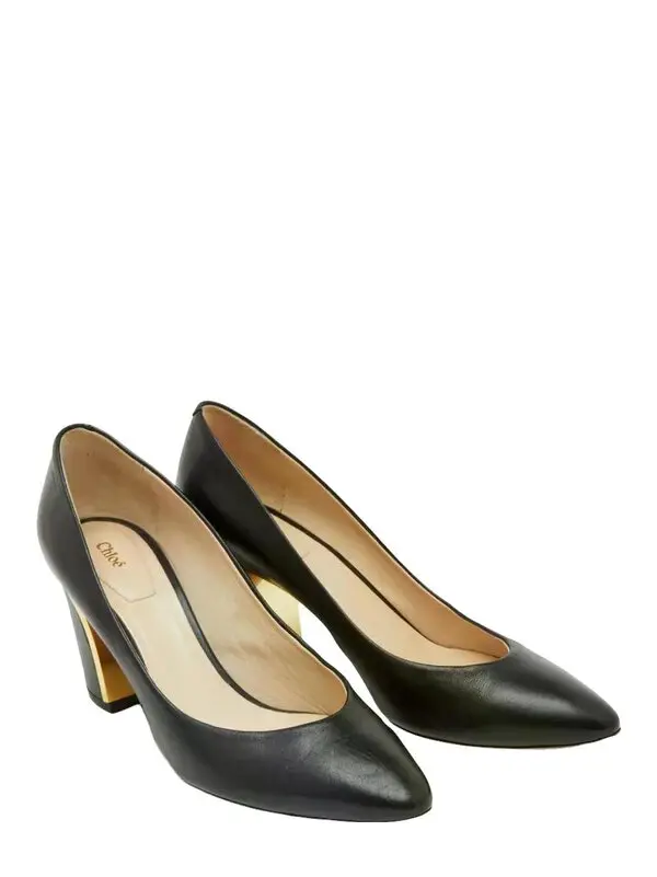 Chloé Pointed Toe Block Heel Pumps - Black