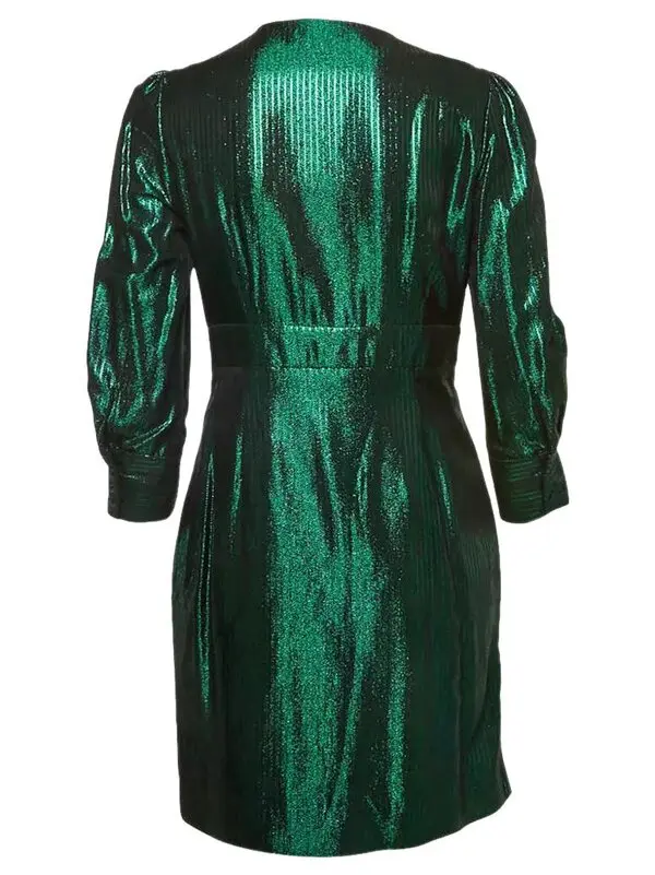 Maje Herringbone Frilled Mini Dress - Green