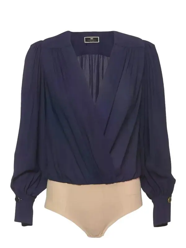 Elisabetta Franchi Draped Long-sleeve Bodysuit - Blue