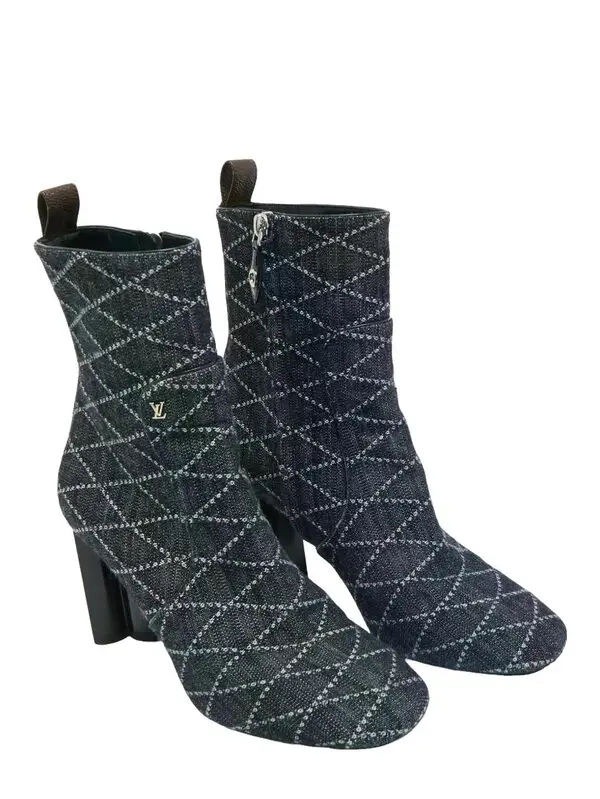 LOUIS VUITTON Silhouette Flower Heel Ankle Boots - Blue