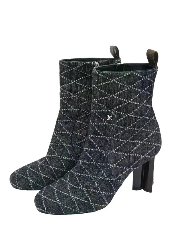 LOUIS VUITTON Silhouette Flower Heel Ankle Boots - Blue