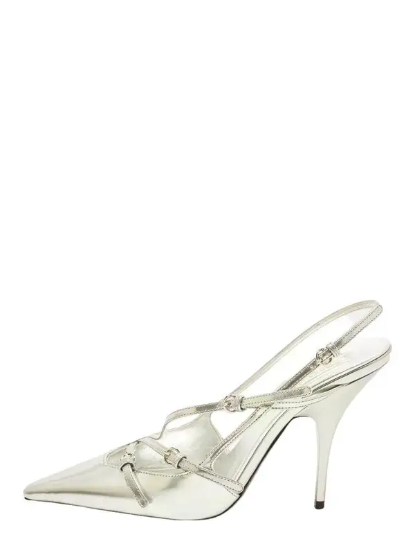 Miu Miu Tone Leather Multi-buckle Slingback Pumps - Silver