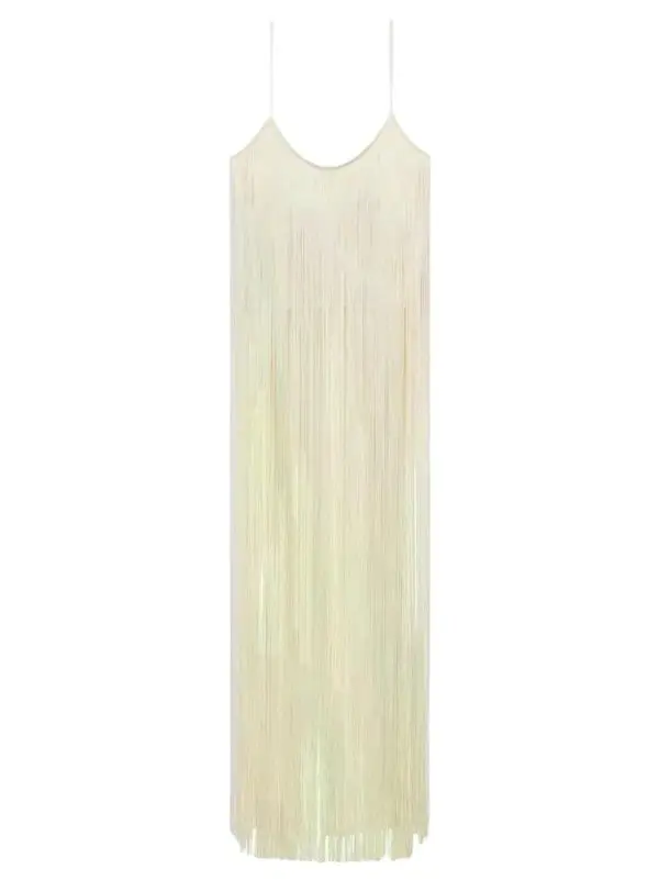 Alexander Wang Cream Knit Fringe Cropped Dress - Neutrals