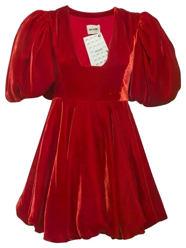 Khaite Leona Puff-sleeve Mini Dress - Red