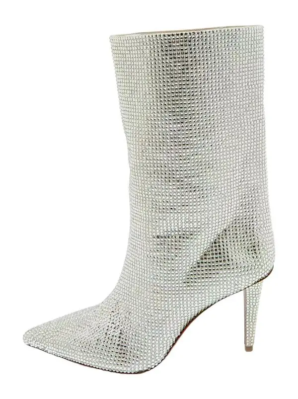CHRISTIAN LOUBOUTIN Astrilarge Heeled Ankle Boots - Silver