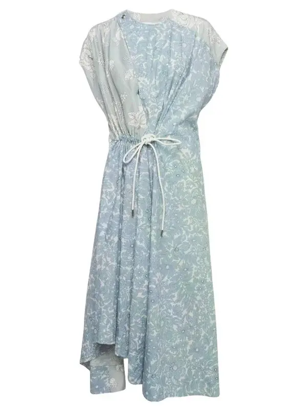 Max Mara Floral Print Asymmetrical Midi Dress - Blue