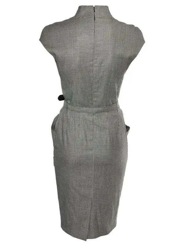 Dior Houndstooth Midi Dress - Black
