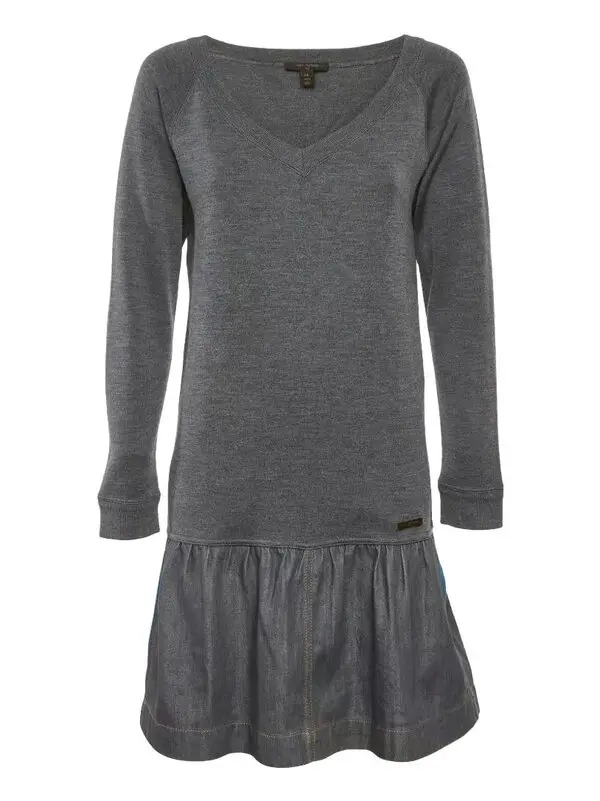 LOUIS VUITTON Knit And Denim Panel Dress - Grey