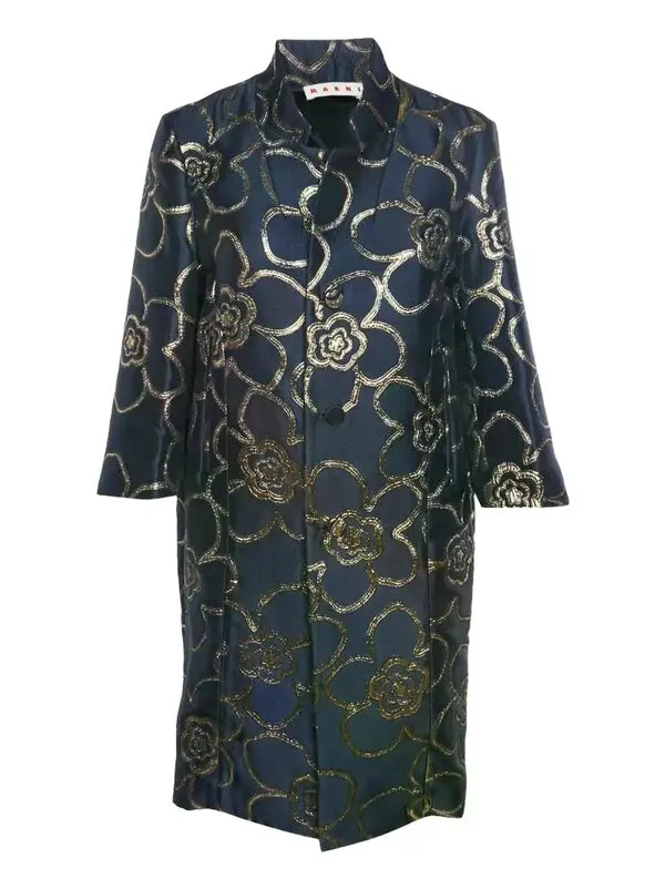 Marni Floral Jacquard Overcoat - Blue