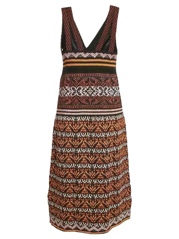 Missoni Lurex Knit V-neck Sleeveless Midi Dress - Black