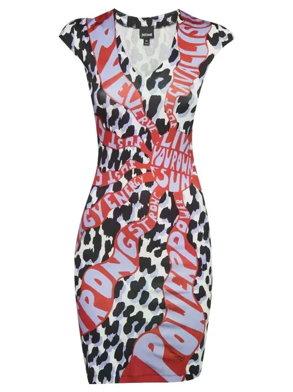 Just Cavalli Printed Jersey Mini Dress - Red