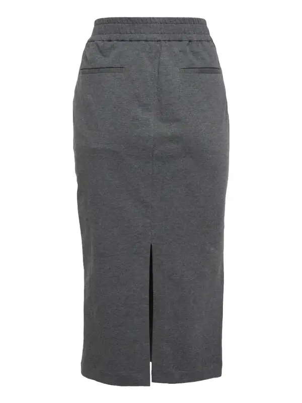 Brunello Cucinelli Drawstring Pencil Midi Skirt - Grey