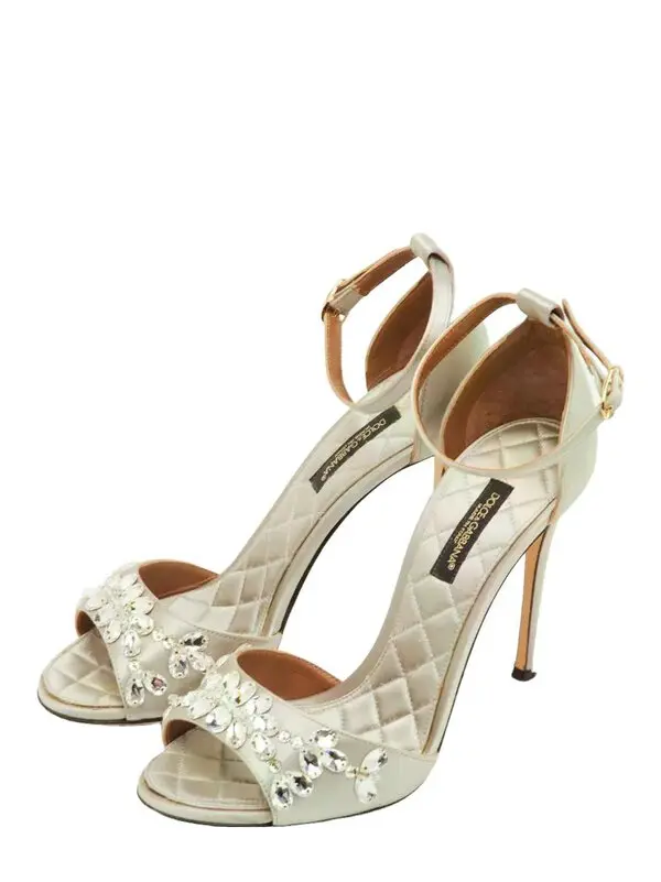 Dolce & Gabbana Crystal-embellished Ankle-strap Stiletto Sandals - Silver
