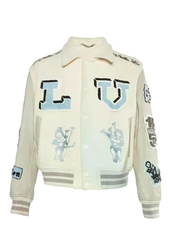 LOUIS VUITTON Wool Varsity Jacket With Bugs Bunny Appliqu - Neutrals