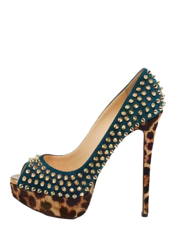 CHRISTIAN LOUBOUTIN Lady Peep Spikes Platform Pumps - Green