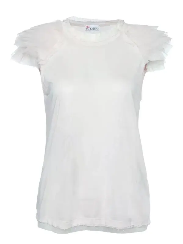 Red Valentino Tulle-sleeve Crew Neck T-shirt - Pink
