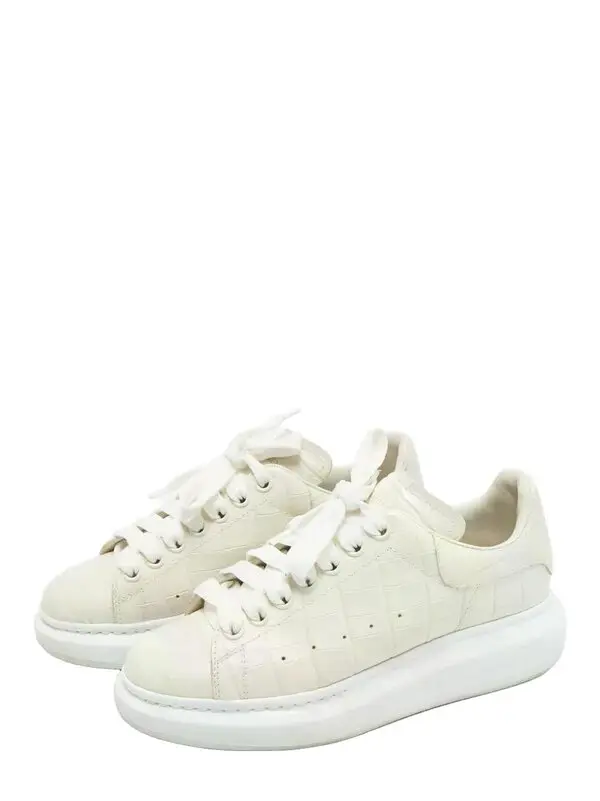 Alexander McQueen Oversized Croc-embossed Calf Leather Sneakers - Neutrals