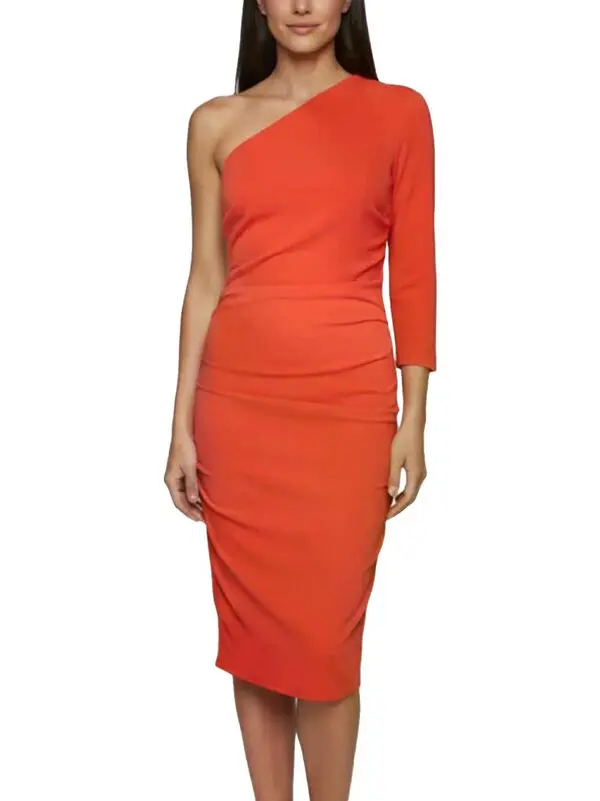 Elisabetta Franchi One-shoulder Ruched Midi Dress - Orange