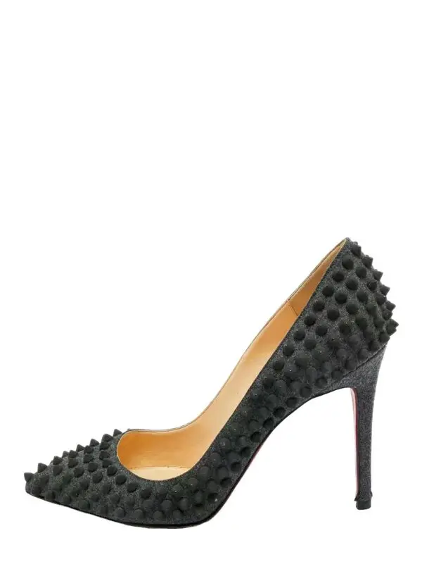 CHRISTIAN LOUBOUTIN Pigalle Spikes Wool Heeled Pumps - Grey