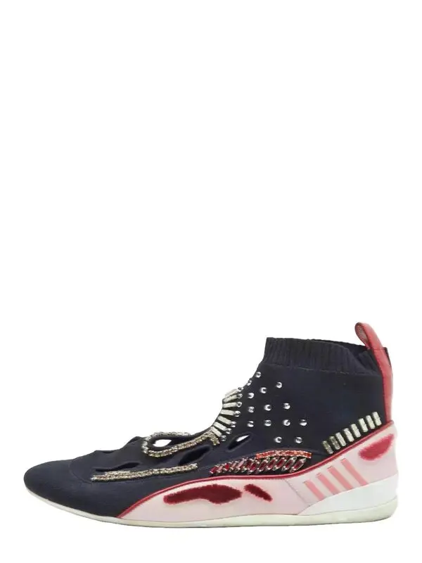 Valentino Garavani Embellished Knit Slip-on Sneakers - Black