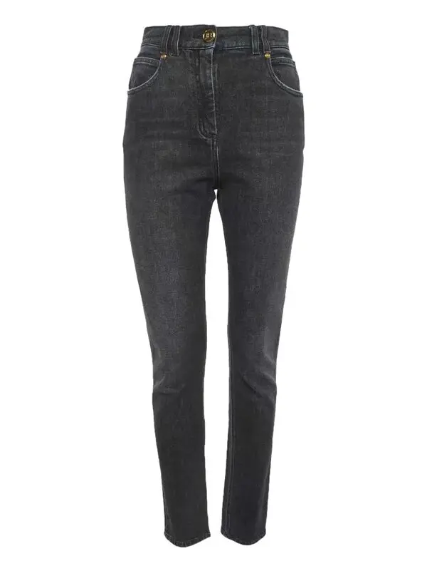 Balmain Faded Wash Skinny Jeans - Black