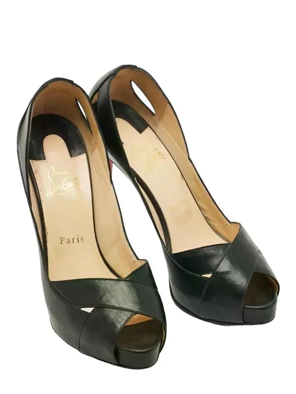 CHRISTIAN LOUBOUTIN Academia Leather Peep Toe Pumps - Black