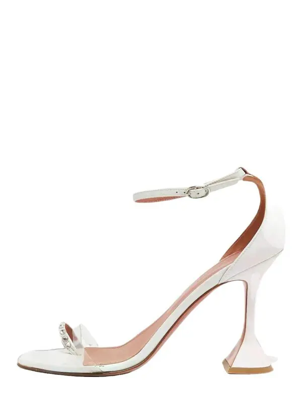 Amina Muaddi Oya Embellished Ankle Strap Sandals - White