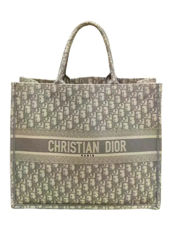 Dior Large Book Oblique Tote Bag - Grey
