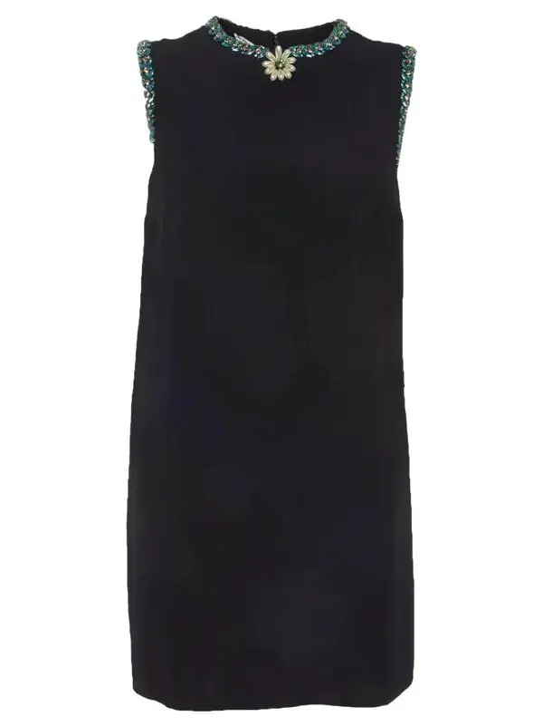 Miu Miu Embellished Sleeveless Mini Dress - Blue
