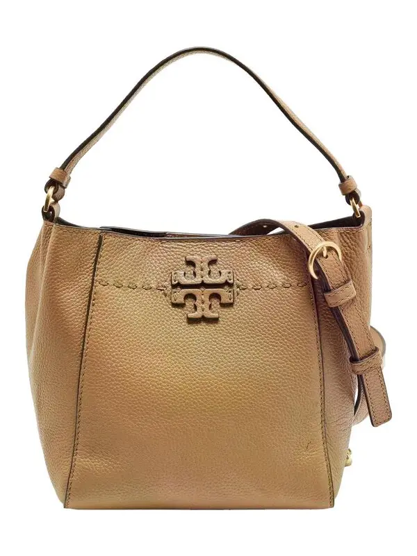 Tory Burch Mcgraw Textured Leather Bucket Bag - Neutrals