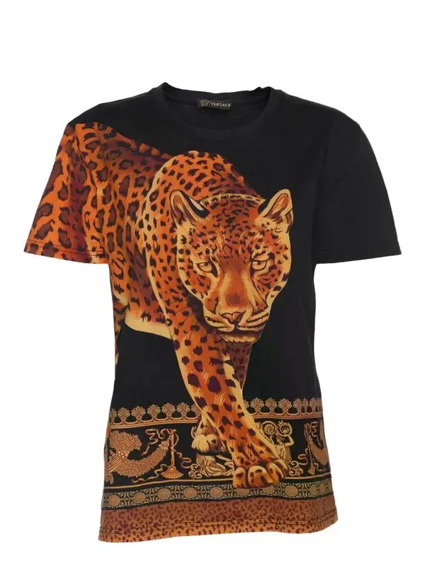 Versace Tiger Print T-shirt - Black