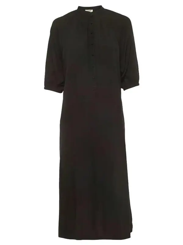 Celine Button-up High-neck Midi Dress - Black