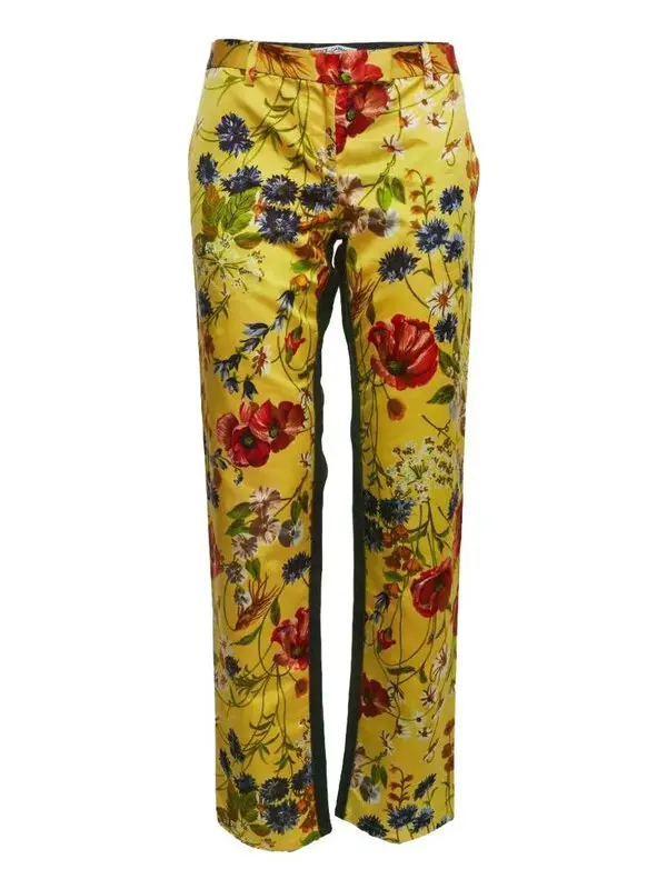 Dolce & Gabbana Floral Print Wide-leg Jeans - Yellow