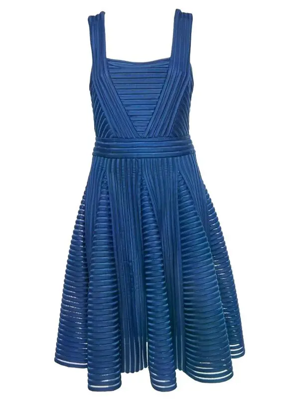 Maje Striped Mesh-panel Sleeveless Minidress - Blue