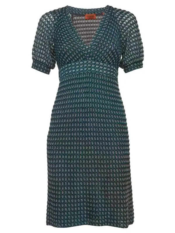 Missoni Crochet Knit Lurex Midi Dress - Blue