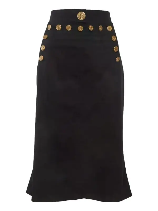 Dolce & Gabbana Anchor Button Midi Skirt - Blue