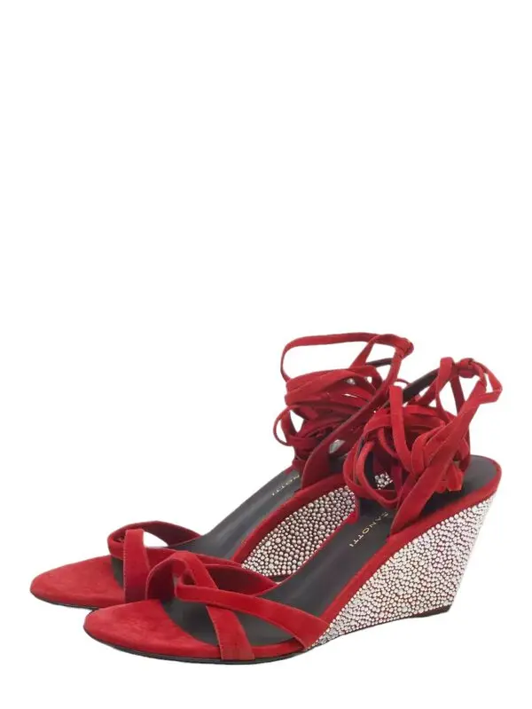 GIUSEPPE ZANOTTI Crystal-embellished Lace-up Sandals - Red