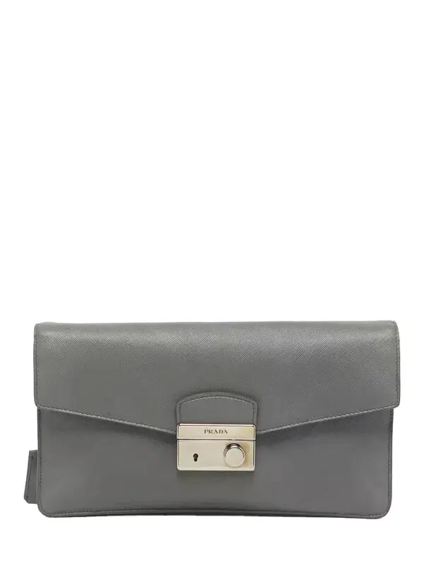 Prada Saffiano Soft Clutch Bag - Grey
