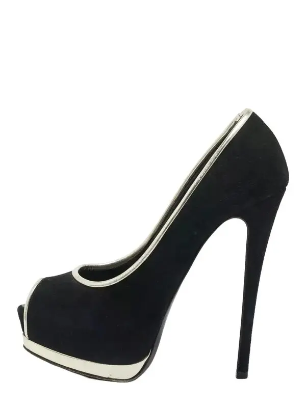 GIUSEPPE ZANOTTI Suede Peep Toe Platform Heels - Black